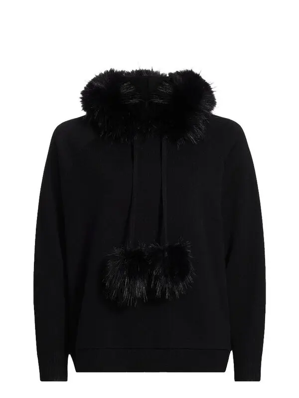 Alice + Olivia Oscar Faux Fur-trimmed Knit Hoodie - Black