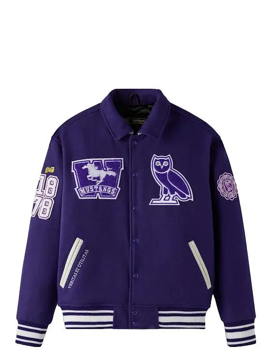 OVO X Western University Mustangs Campus Varsity Jacket - Western Purple