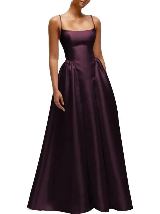 Dessy Collection Sleeveless Satin Gown - Deep Plum