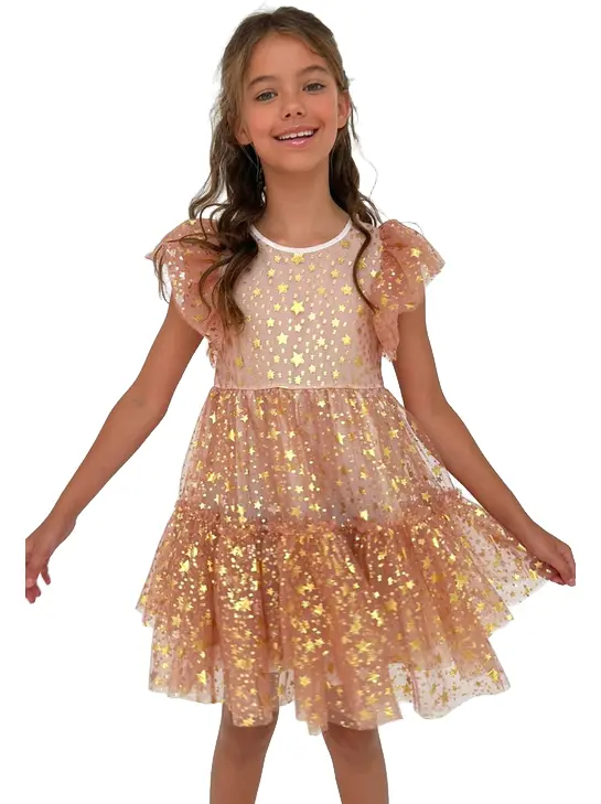LOLA + THE BOYS Star Embellished Dress - Gold