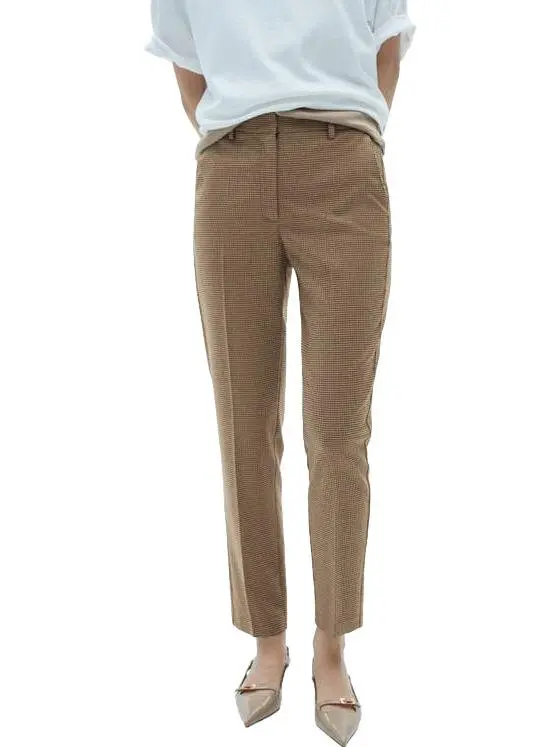 Mango Flat-front Slim Fit Trousers - Brown