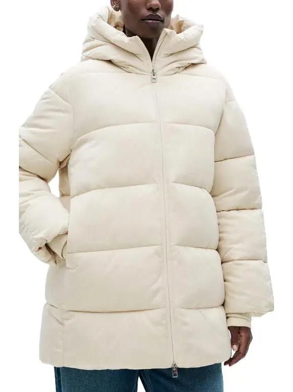 Mango Hooded Puffer Jacket - Ecru