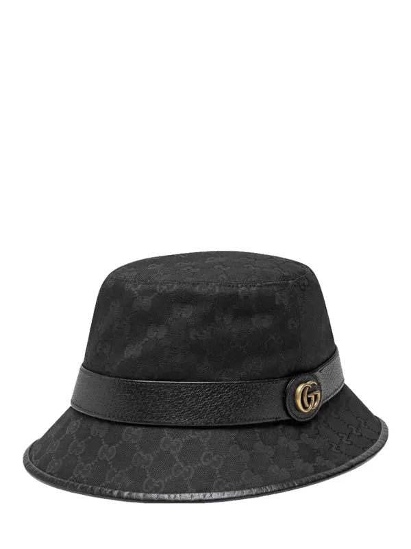 Gucci Gg Canvas Bucket Hat With Double G - Black