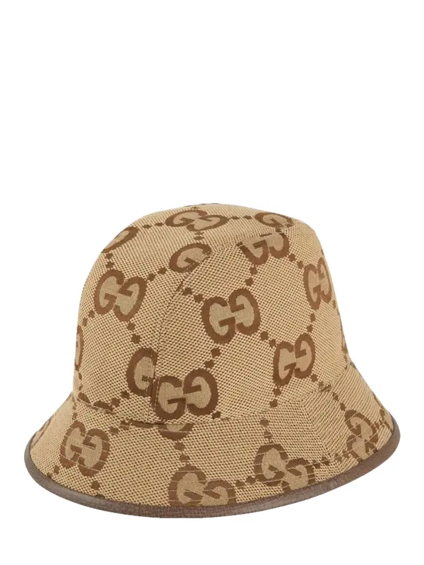 Gucci Jumbo Gg Canvas Bucket Hat - Camel/ebony
