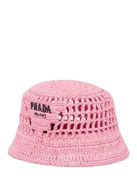 Prada Raffia Bucket Hat - Petal Pink
