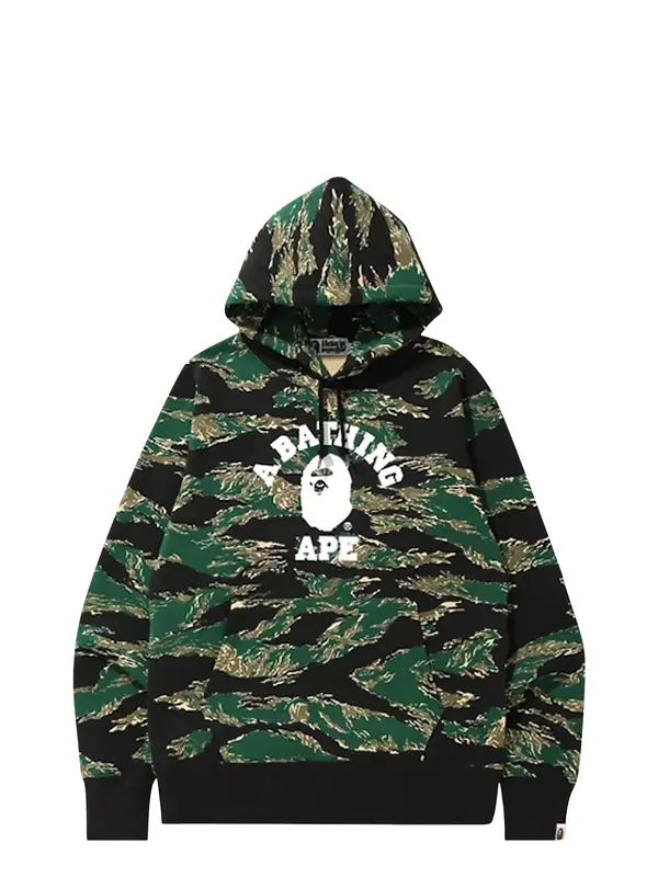 BAPE Tiger Camo College Pullover Hoodie - Green