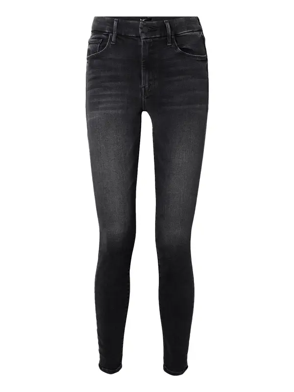 MOTHER The Looker Mid-rise Skinny Jeans - Black