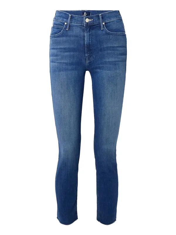 MOTHER The Dazzler Ankle Frayed Mid-rise Slim-leg Jeans - Blue