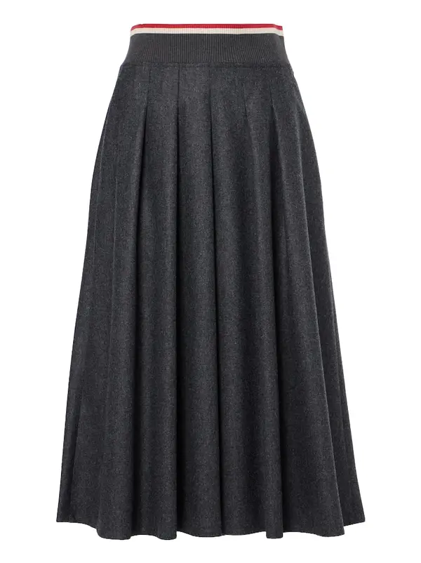 Brunello Cucinelli Virgin Wool Midi Skirt - Grey
