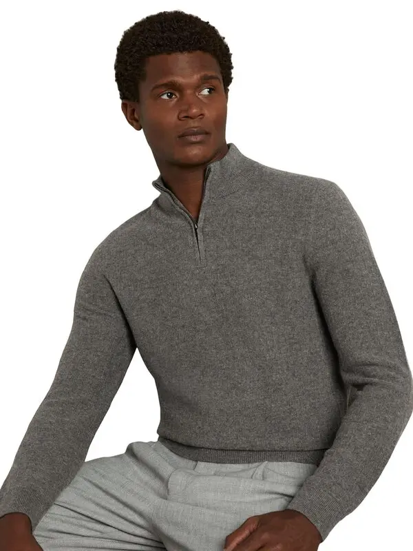 REISS Chester Wool Jumper - Mid Grey Melange