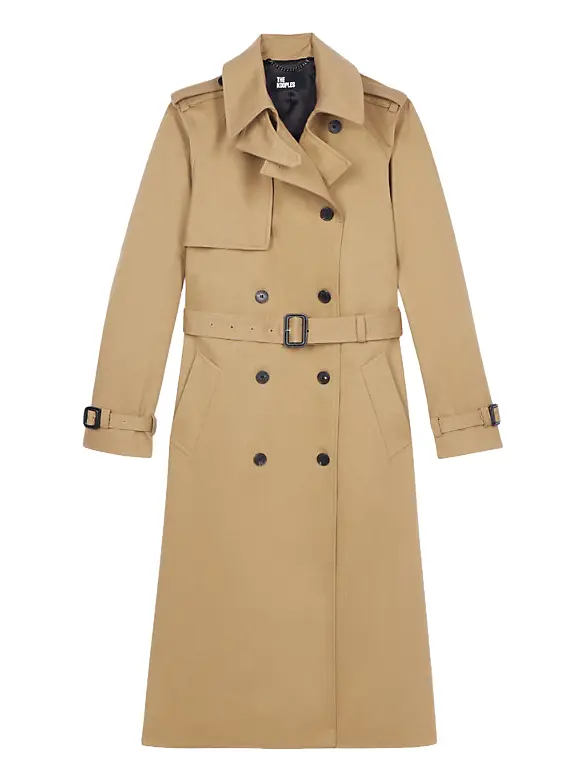 The Kooples Cotton Long Trench Coat - Beige