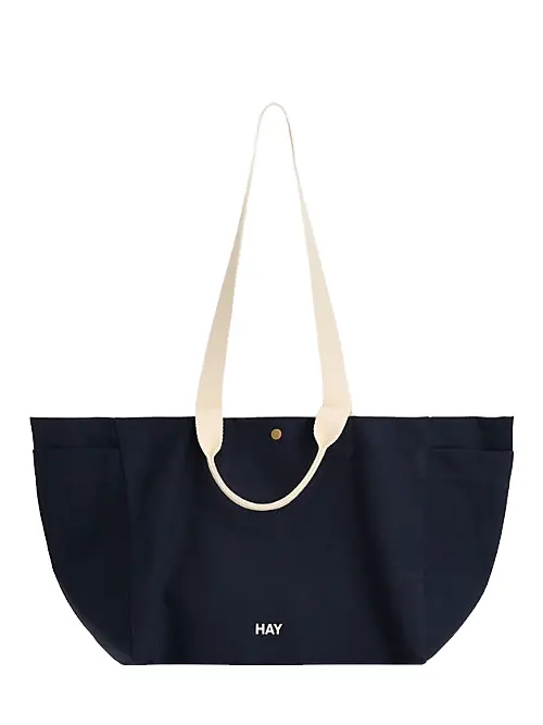 HAY Brand-embroidered Cotton Weekend Bag - Midnight Blue
