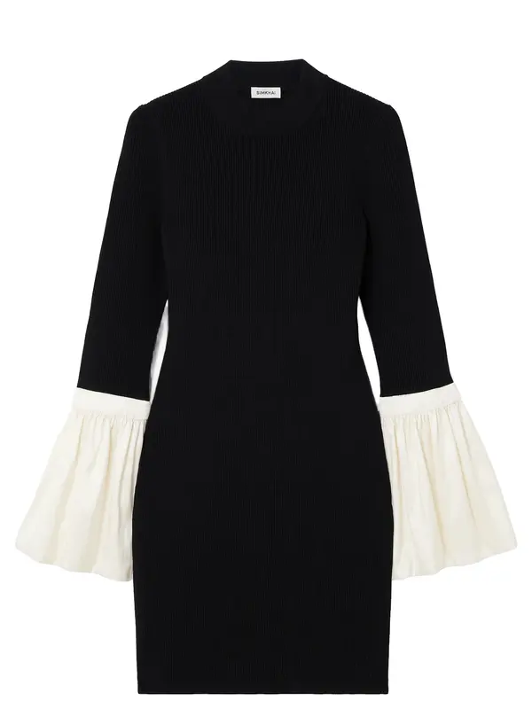 Simkhai Agathea Ribbed-knit Mini Dress - Black
