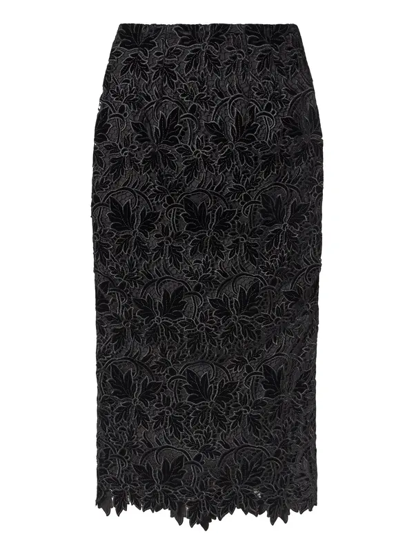 Cara Cara Sienna Velvet-guipure Lace Midi Skirt - Black
