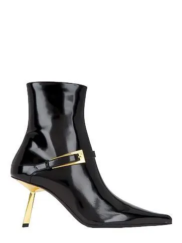 Saint Laurent Hacker Ankle Boot With Gold Buckle Detail - Nero