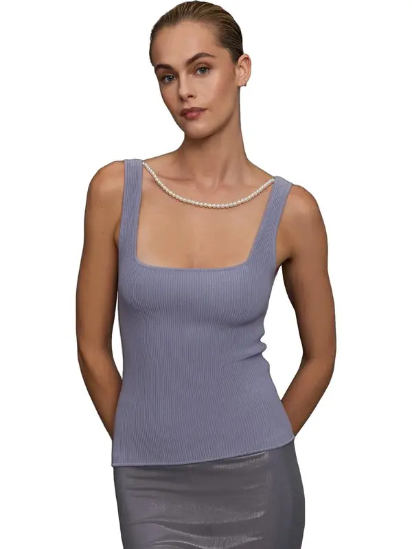 Carbon38 Pearl Necklace Tank - Lavender Grey