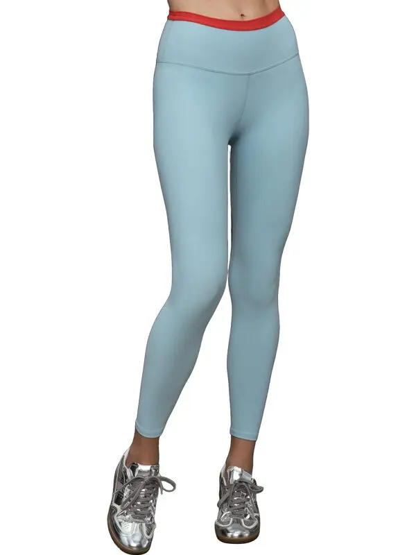 Carbon38 Contrast Waistband Legging In Melt - Sky Blue/bittersweet