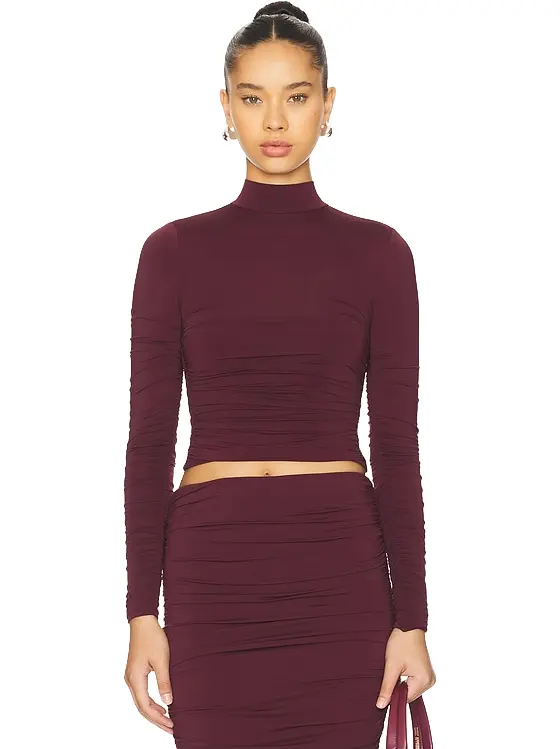 SEROYA Ruched Top - Merlot
