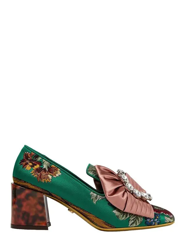 Dolce & Gabbana Embellished Floral-jacquard Loafers - Emerald