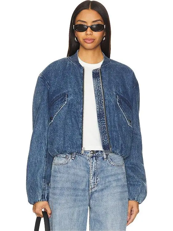 Rag & Bone Maggie Cropped Denim Bomber - Amara