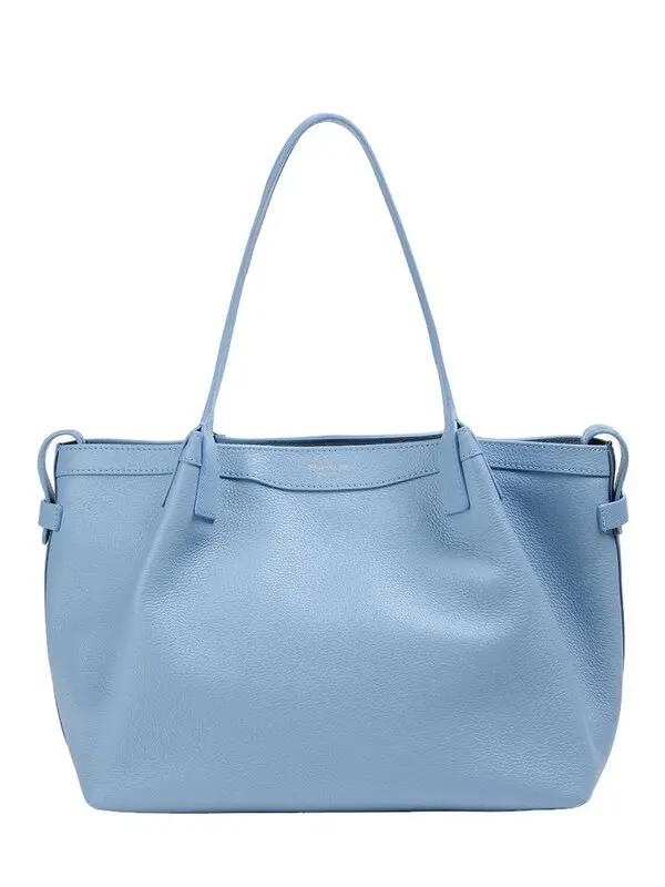 SERAPIAN Small Pebbled-leather Tote - Light Blue