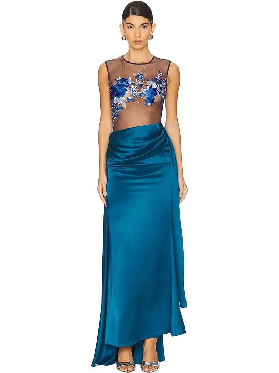 KIM SHUI Satin Gown - Blue