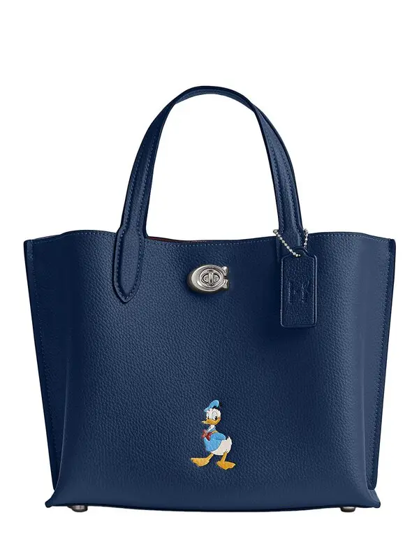 COACH Disney X Willow Tote Bag 24 With Donald Duck - Silver/deep Blue Multi