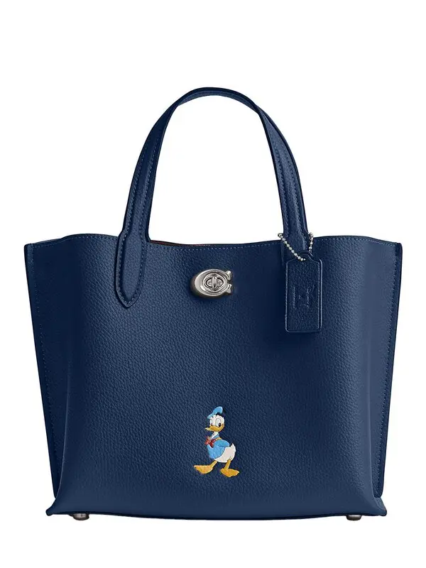 COACH Disney X Willow Tote Bag 24 With Donald Duck - Silver/deep Blue Multi