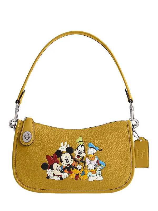 COACH Disney X Swinger Bag In Regenerative Leather With Mickey Mouse And Friends - Silver/flax Multi