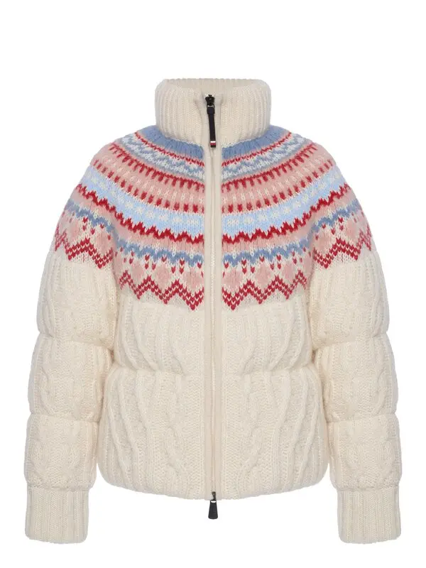 Moncler Knit Wool-mohair Down Jacket - White
