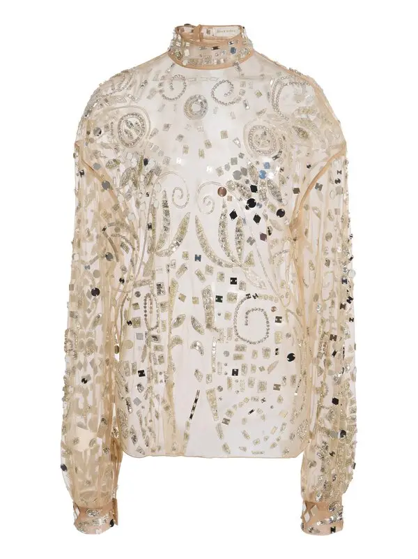 Zuhair Murad Embellished Blouse - Silver