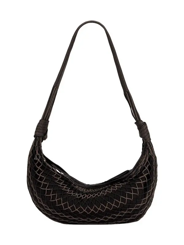 LEMAIRE Croissant Filt Bag - Chevron Marron & Black