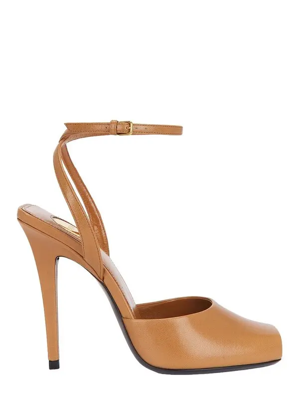 Saint Laurent Orhand Peep Toe Pumps - Dark Macadamia