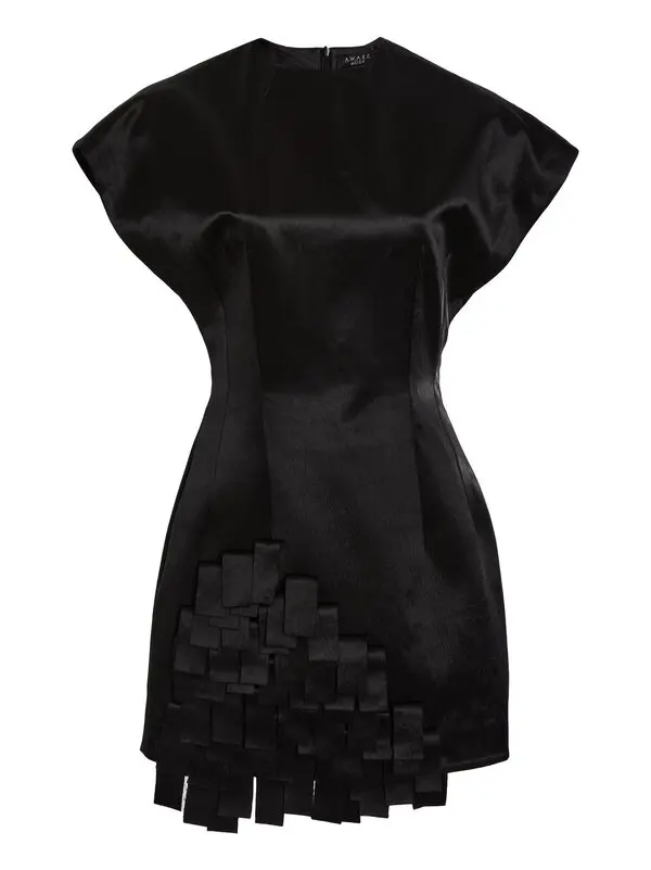 A.W.A.K.E. Mode Appliquéd Satin Blouse - Black
