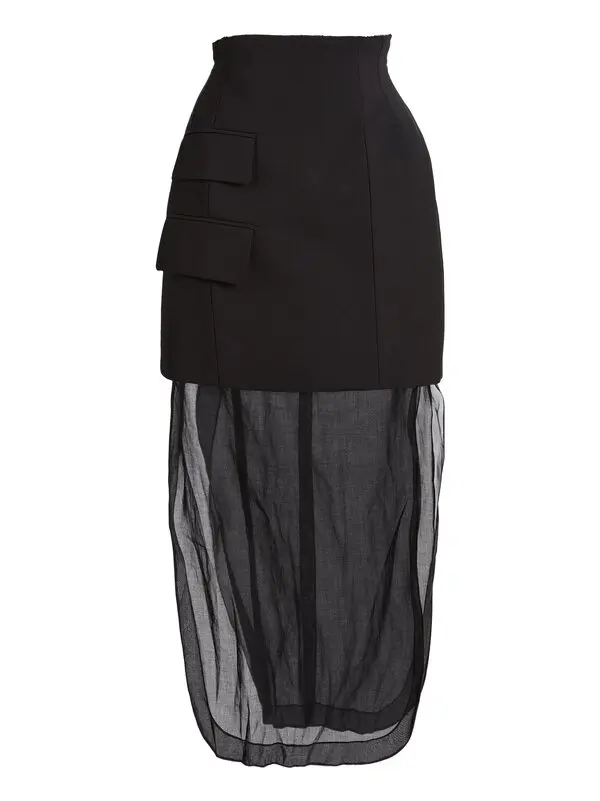 A.W.A.K.E. Mode Basque Layered Maxi Skirt - Black