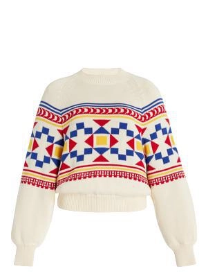 HIGH SPORT Lara Fair Isle Knit Cotton Sweater - Ivory