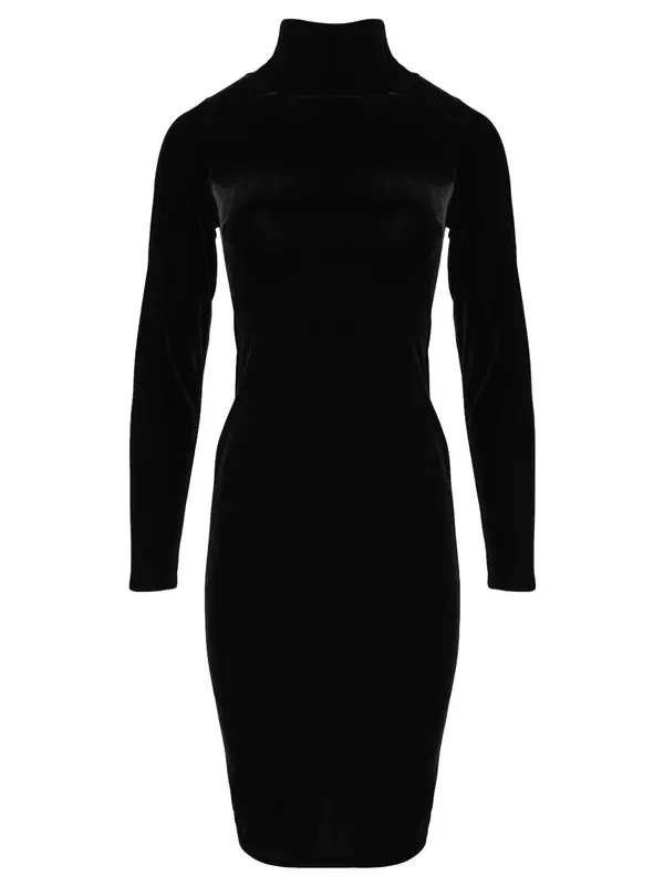 AMIR SLAMA High-neck Velvet Dress - Black
