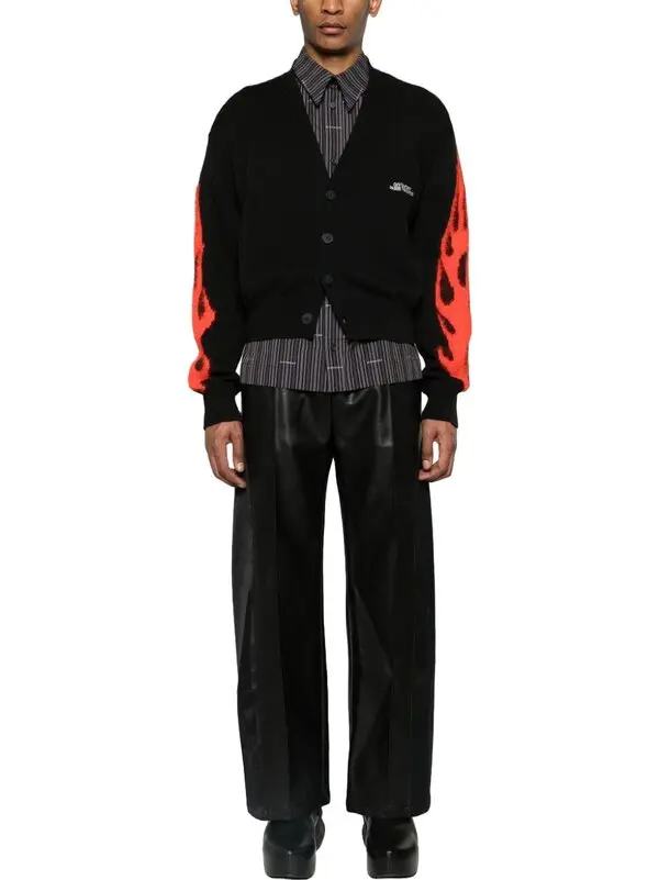 Givenchy Flame-intarsia Logo-embroidered Cardigan - Black