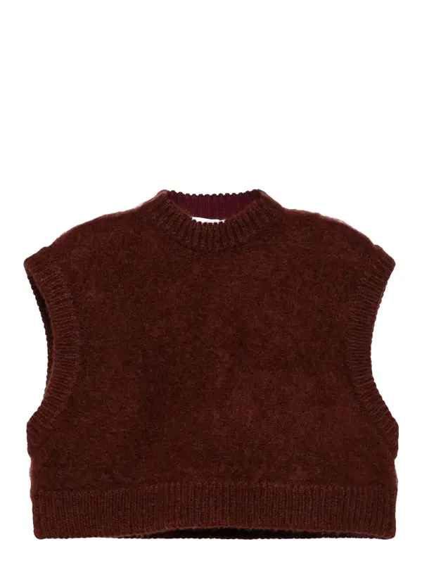 ENFOLD Cropped Knitted Vest - Brown