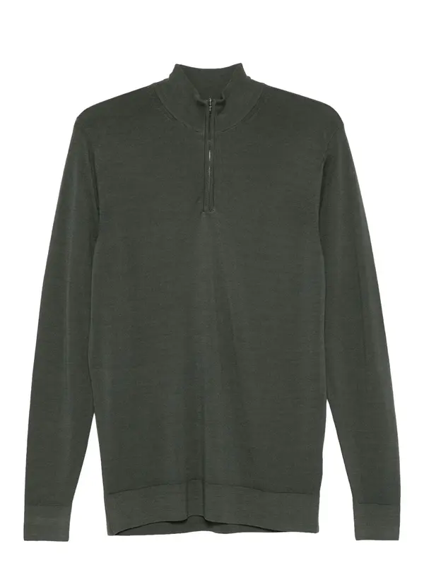 Sunspel Merino Wool Half-zip Sweater - Green