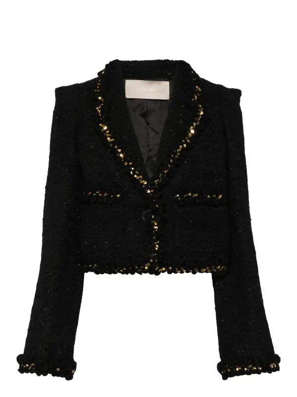Elie Saab Sequin Tweed Jacket - Black