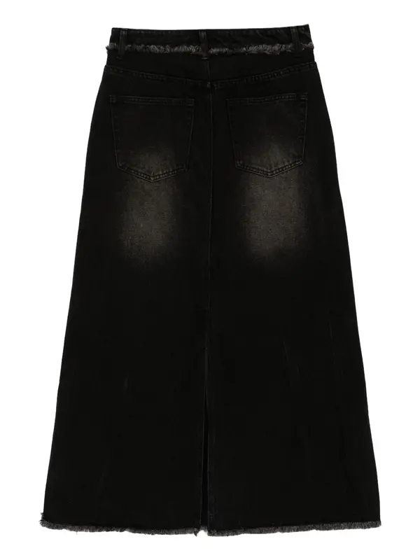 TOUT A COUP Distressed Denim Skirt - Black