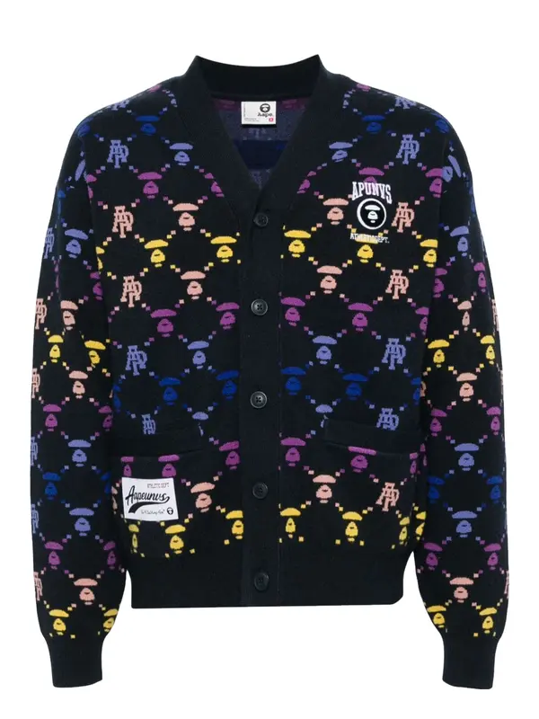 AAPE BY *A BATHING APE® All-over Logo Cardigan - Blue