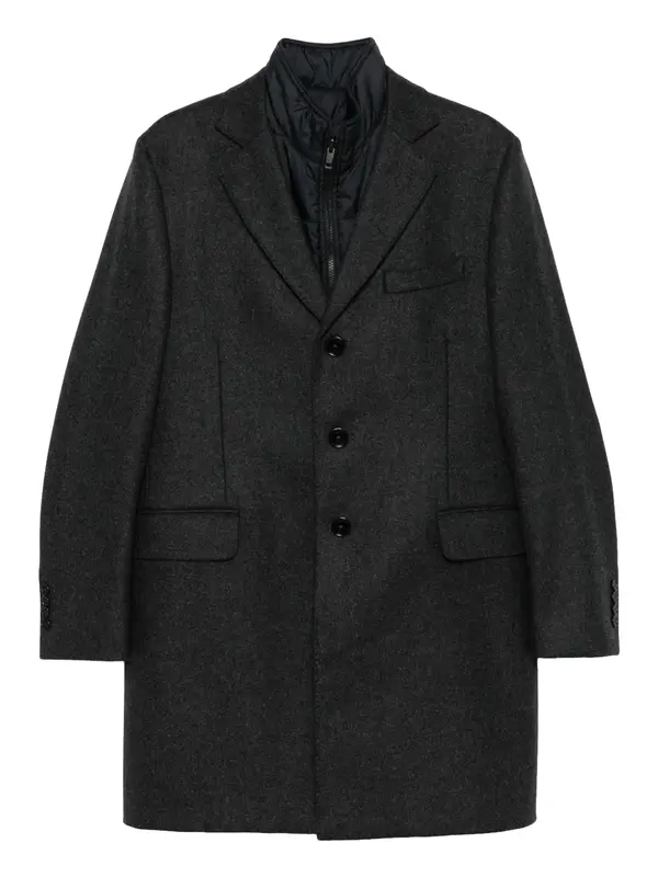 FAY Layered Wool-cashmere Coat - Grey