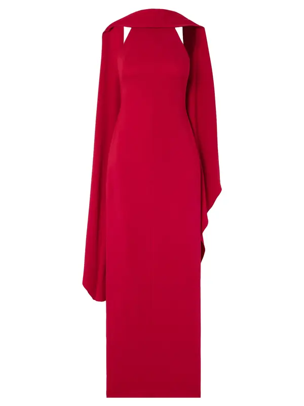 Solace London Emerson Draped Halterneck Gown - Red