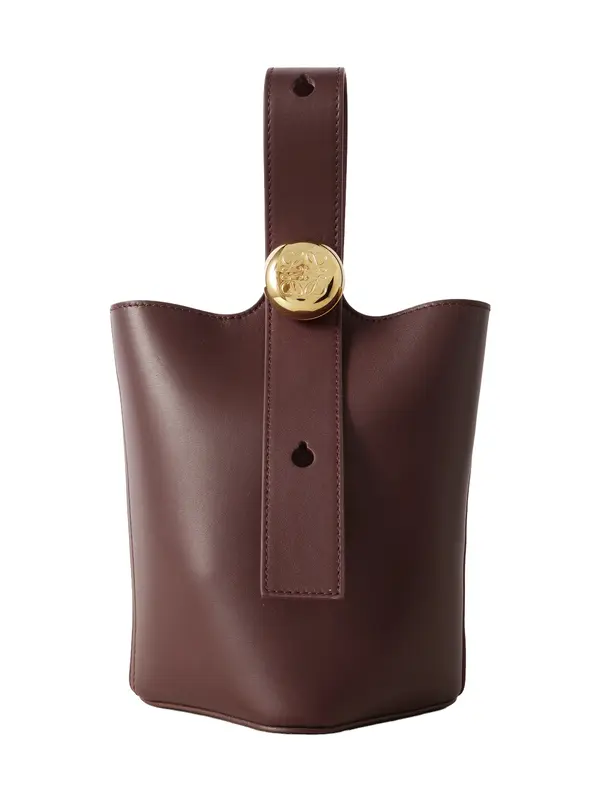 Loewe Pebble Mini Leather Bucket Bag - Burgundy