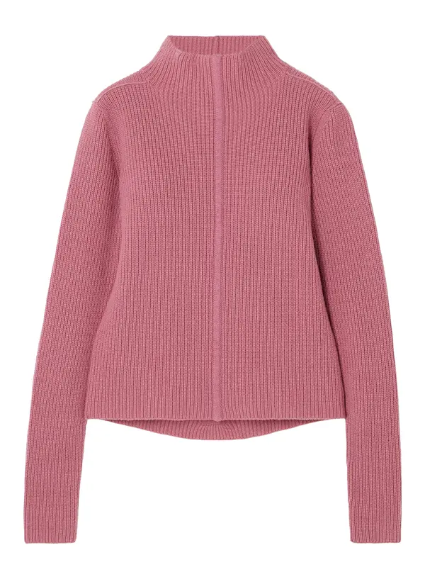 Rick Owens Maglia Ribbed Cashmere And Wool-blend Turtleneck Sweater - Pink