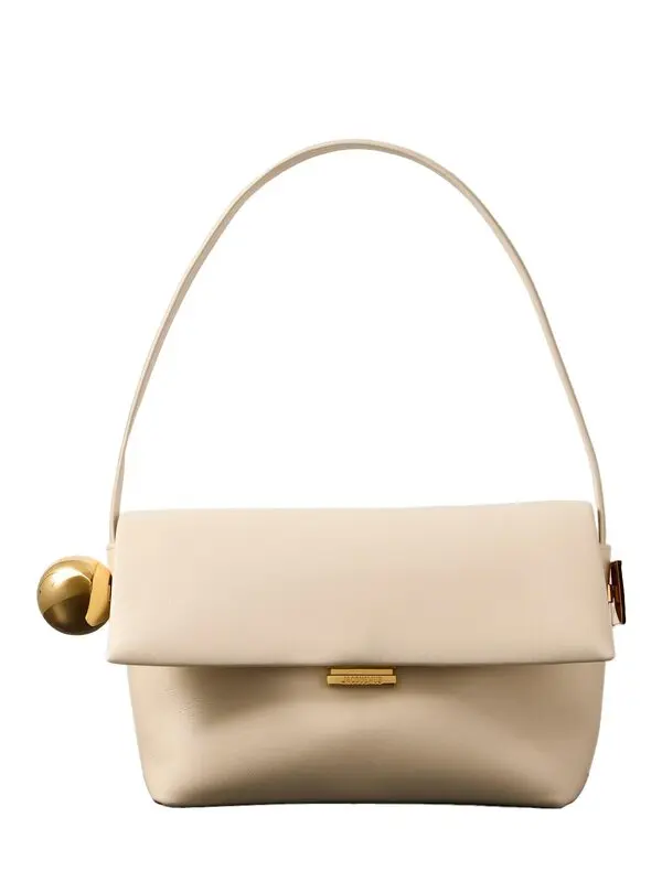 Jacquemus The Rond Carré Embellished Leather Shoulder Bag - Ivory