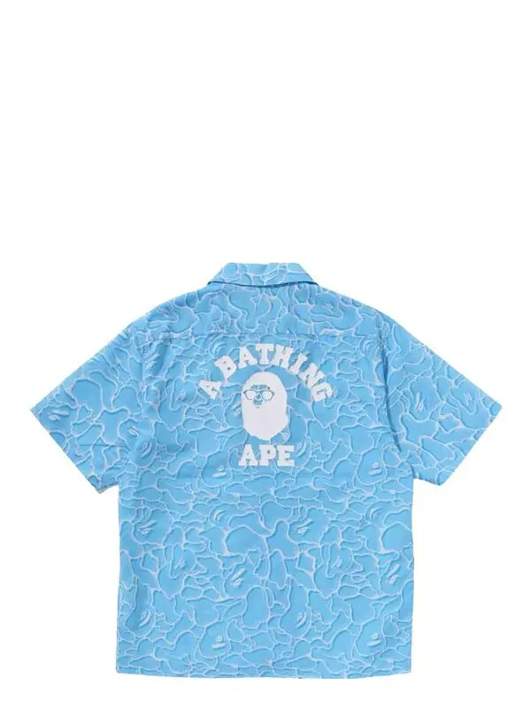 A BATHING APE Abc Sea Surface Camo Open Collar Short Sleeve Shirt - Blue