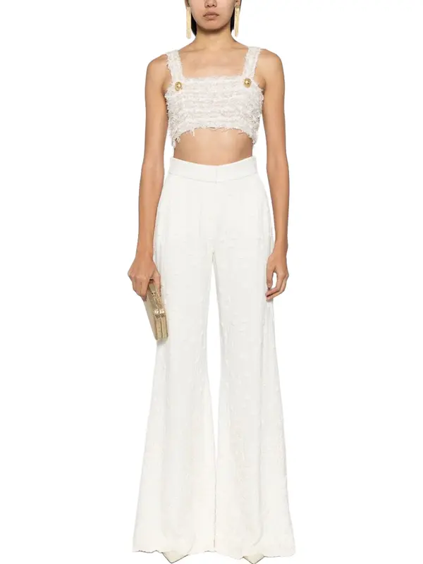 Elie Saab Embroidered Flared Trousers - Neutrals